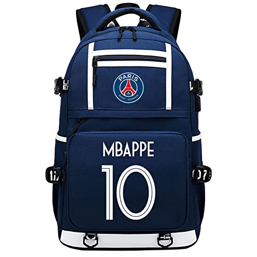 UMocan Teens Kylian Mbappe Canvas Bookbag with USB Charging Port-PSG Waterproof Laptop Bag Large Travel Bag for Outdoor