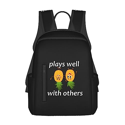 MISTHO Upside Down Pineapple Play Well With Others Funny Swinger Backpack Travel Bag Trekking Backpack Lightweight Large Capacity Bag