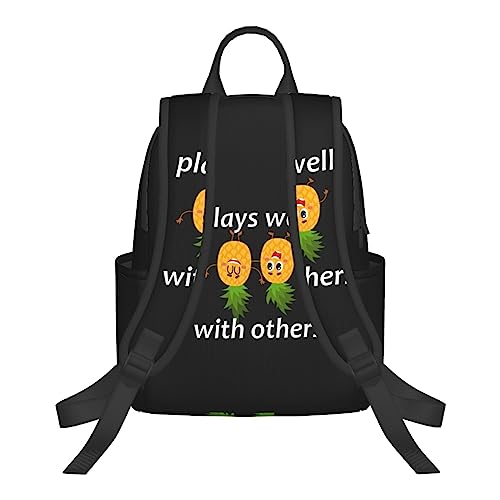 MISTHO Upside Down Pineapple Play Well With Others Funny Swinger Backpack Travel Bag Trekking Backpack Lightweight Large Capacity Bag