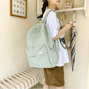 Dfcdcoo Difa Backpack, Difa’s Bear Plain Backpack, Sage Green Backpack Kawaii Cute Backpack Large capacity Casual Aesthetic Backpack (White)