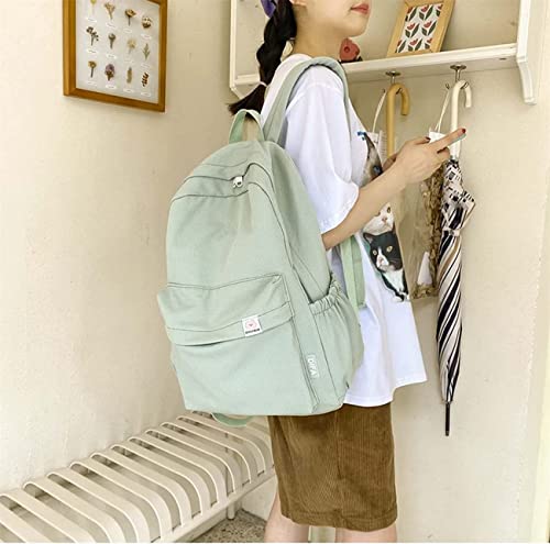 Dfcdcoo Difa Backpack, Difa’s Bear Plain Backpack, Sage Green Backpack Kawaii Cute Backpack Large capacity Casual Aesthetic Backpack (White)