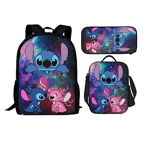 FNASFIA Kids Bags Anime Backpack Pencil Case Lunch Bag 3 Piece Set Cartoon Backpack Boys Girls Backpack 3D Backpack