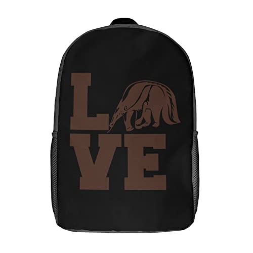 Love Giant Anteater 17 Inches Travel Backpacks Funny Shoulder Bag Lightweight Daypack