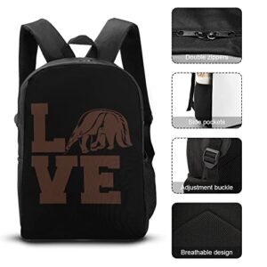 Love Giant Anteater 17 Inches Travel Backpacks Funny Shoulder Bag Lightweight Daypack