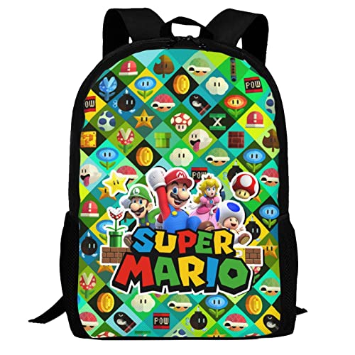 Mario Games Backpack Shoulder Bag Cartoon Lightweight Daypack Travel Hiking Laptop Backpacks Mario Character Backpacks Gifts