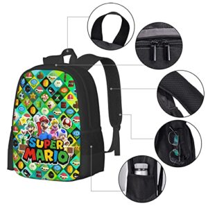 Mario Games Backpack Shoulder Bag Cartoon Lightweight Daypack Travel Hiking Laptop Backpacks Mario Character Backpacks Gifts