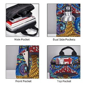 Supdreamc Psychedelic Mushroom Art Daypack Backpack Durable Polyester Multipurpose Anti-Theft Shoulder Bag Big Capacity Gym Outdoor Hiking Backpack With Smooth Zippers