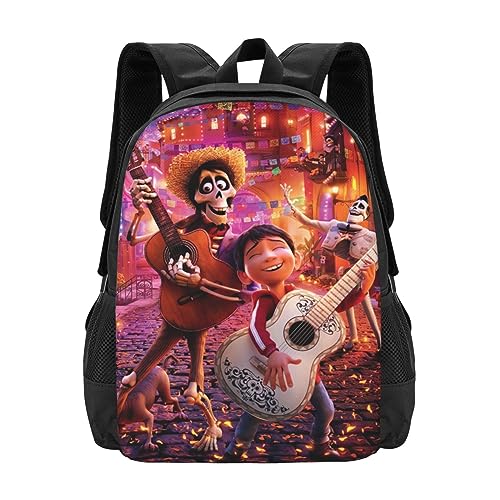 PTZHENGMAN Anime Backpack Movie Coco Canvas Couple Backpacks for Man Women Daily Quick Drying Simple Cartoon Daybags