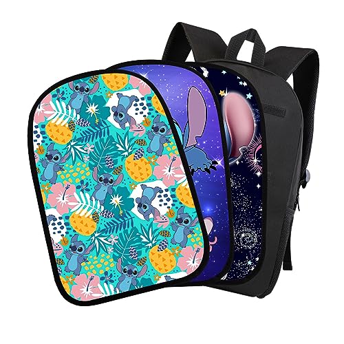 Cute Catoon Backpack 3 PCS Replaceable Pattern Backpacks Casual Travel Daypack Lightweight Laptop Bag