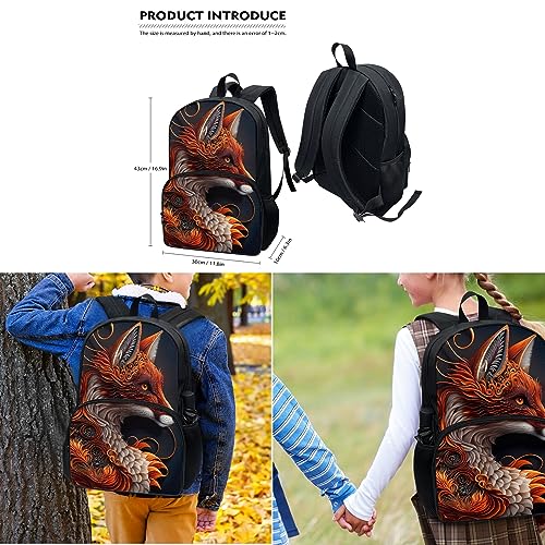 Red Fox Backpack Highschool For Boys With Pencil Case 7Pcs/Set Shoulder Bag For Teen Girls Lightweight School Bag Casual Lunch Box Book Sleeve Cover Water Bottle Carrier With Strap Wristlet Keychain