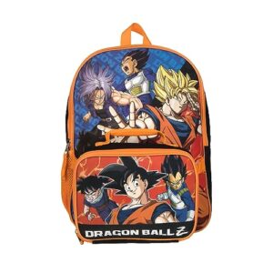 bioworld dragon ball z saiyan warriors 2-piece 16" youth backpack & lunch kit combo set