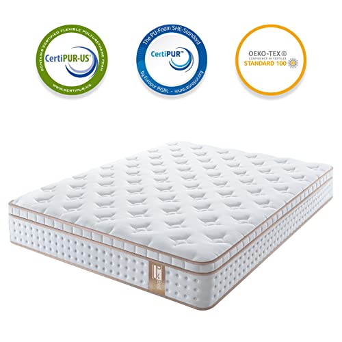 BedStory Queen Mattress, 12 Inch Gel Memory Foam Hybrid Mattress in a Box, Queen Size Mattress with Individually Wrapped Pocket Coils for Supportive and Pressure Relief, Made in USA