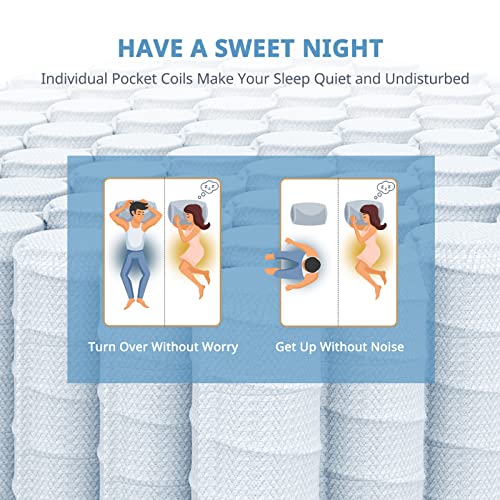 BedStory Queen Mattress, 12 Inch Gel Memory Foam Hybrid Mattress in a Box, Queen Size Mattress with Individually Wrapped Pocket Coils for Supportive and Pressure Relief, Made in USA