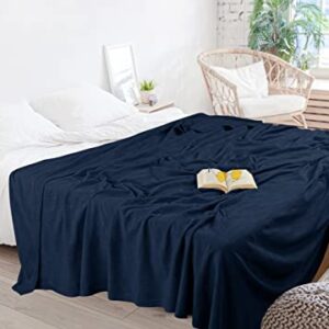 Utopia Bedding 100% Cotton Blanket (Throw Size - 60x50 Inches) 350GSM Lightweight Thermal Blanket, Soft Breathable Blanket for All Seasons (Navy)