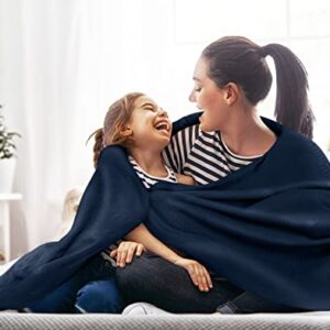 Utopia Bedding 100% Cotton Blanket (Throw Size - 60x50 Inches) 350GSM Lightweight Thermal Blanket, Soft Breathable Blanket for All Seasons (Navy)