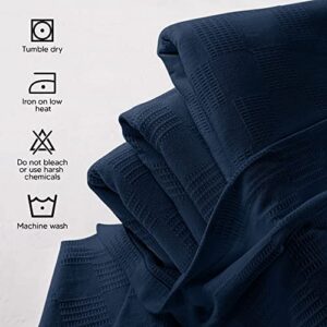 Utopia Bedding 100% Cotton Blanket (Throw Size - 60x50 Inches) 350GSM Lightweight Thermal Blanket, Soft Breathable Blanket for All Seasons (Navy)