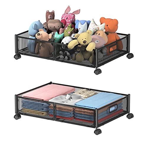 Uyokcnie Under Bed Storage Containers, Under Bed Shoe Storage With Wheels, Foldable Bedroom Storage Organization with Handles, Under Bed Storage Bins Drawer For Clothes, Blankets And Shoes, Bedding