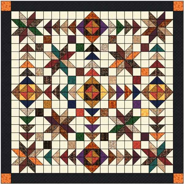 Material Maven Quilt Kit Autumn Sunset/Queen/Pre Cut & Ready to Sew!!, Multi Color, (asqk-01-90-90)