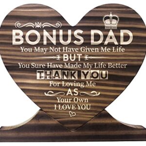 Stepdad Gift Wood Sign, Stepdad Gift for Birthday, Gift Wood Plaque Heart, Unique Gift Idea for Bonus Dad, Heart Wood Sign, Bonus Dad Plaque, Meaningful Gifts for Stepdad, Father's Day, Christmas