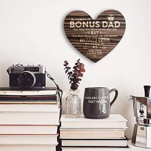 Stepdad Gift Wood Sign, Stepdad Gift for Birthday, Gift Wood Plaque Heart, Unique Gift Idea for Bonus Dad, Heart Wood Sign, Bonus Dad Plaque, Meaningful Gifts for Stepdad, Father's Day, Christmas