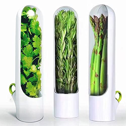 Herb Keeper Herb Savor Pod, Fresh Herb Container Fridge Organiser, 1Pc Home Kitchen Herb Vegetable Storage Preserving Cup Storage Cup for Cilantro Mint Parsley Asparagus Transparent Plastic