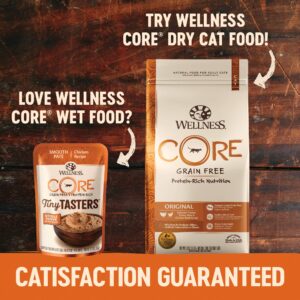 wellness core tiny tasters wet cat food, complete & balanced natural pet food, made with real meat, 1.75-ounce pouch, 12 pack (adult cat, tuna & salmon pate)