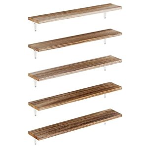 wallniture arras floating shelves for wall decor 24" bookshelf living room decor wall shelf for bathroom & kitchen, office & bedroom decor burnt, white bracket set of 5