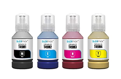 Sublimax Sublimation Ink T49M for Epson F170 and F570 Printer, Cyan Yellow Magenta Black