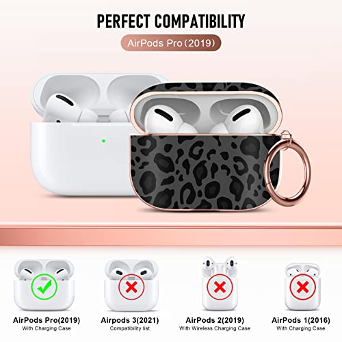 Maxjoy,Protective Shockproof Cover with Keychain Compatible,Cute Apple airpods Pro case,for Girls and Women and Men （Leopard Print on Black）