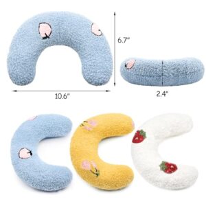 ucho Pillow for Cats, Ultra Soft Fluffy Pet Calming Toy Half Donut Cuddler, U-Shaped Pillow for Pet Cervical Protection Sleeping Improve- Blue