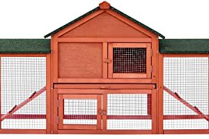 TLSUNNY 83" Rabbit Hutch Indoor Bunny Cage Outdoor for 2 Rabbits, Extra-Large Rabbit Cage with Double Run, Wooden Bunny Hutch Poultry Pen Enclosure with 2 Ramps Removable Tray Asphalt Roof