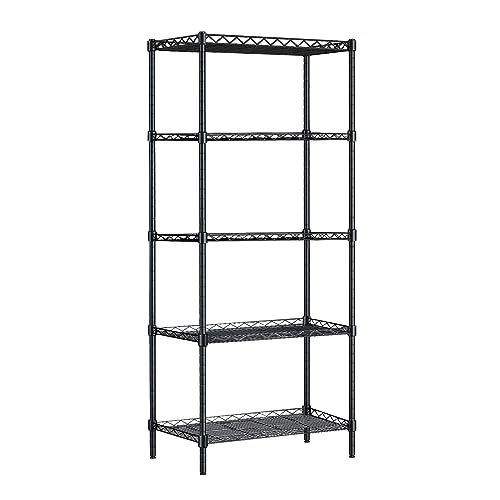 5-Tier Wire Shelving Unit and Storage, Shelves for Storage Height Adjustable Metal Wire Rack Shelving for Garage Kitchen Pantry Closet Laundry Bathroom Load 440LBS (21.5W x 11.5D x 59.5H inch)