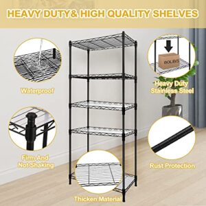 5-Tier Wire Shelving Unit and Storage, Shelves for Storage Height Adjustable Metal Wire Rack Shelving for Garage Kitchen Pantry Closet Laundry Bathroom Load 440LBS (21.5W x 11.5D x 59.5H inch)