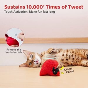 Potaroma Cat Toys Chirping Birds 2 Pcs with Catnip SilverVine, Interactive Cat Kicker, Lifelike Birdie Tweets, Indoor Kitty Kitten Exercise Toys 4.0"