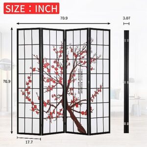 Room Divider 6Ft Folding Privacy Divider 4 Panel Portable Room Seperating Chinese Style Dividers Japanese Screen Wall Divider Wood Divider Tall Freestanding Partition Screen, White