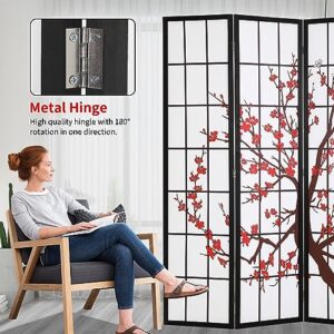 Room Divider 6Ft Folding Privacy Divider 4 Panel Portable Room Seperating Chinese Style Dividers Japanese Screen Wall Divider Wood Divider Tall Freestanding Partition Screen, White