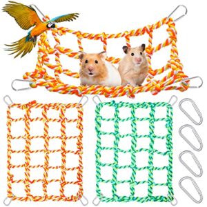 2 pieces bird rope net hamster rat rope net small animal rope net bird climbing ladder rope bridge pet rat ferret activity toy for small animal habitat decor and play (multi color, 11 x 7.8 inch)