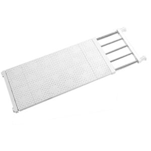 liyivnaa expandable closet shelf clothes storage rack tension rod heavy duty cabinets organizer diy wardrobe hanger divider separator holder - white