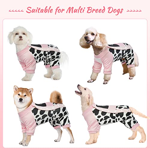 IKIPUKO Dog Pajamas with Button, Cartoon Pattern Pet PJS Pet Hair Shedding Onesie for Cats Small Medium Dogs, 4 Legged Shirt Pet Jumpsuit Outfit for Spring Autumn(Pig-XXS)