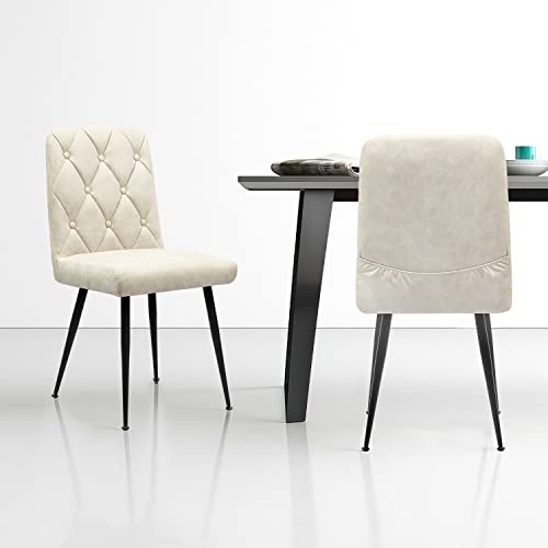 HOMYEDAMIC Button Tufted Dining Chairs Set of 2, Parsons Diner Chair Upholstered Fabric Dining Room Chairs Stylish Kitchen Chairs for Restaurant Home Kitchen