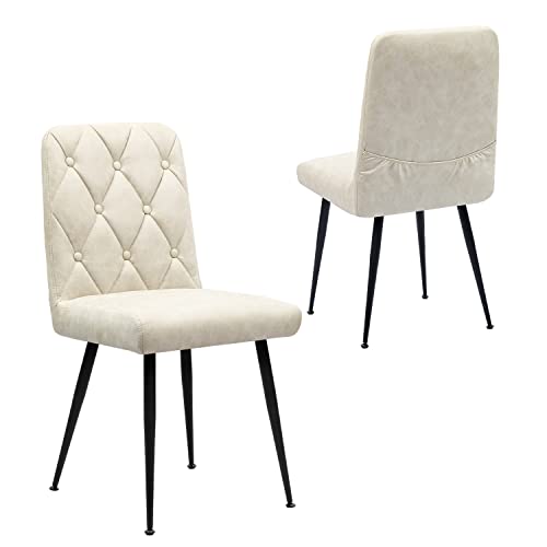 HOMYEDAMIC Button Tufted Dining Chairs Set of 2, Parsons Diner Chair Upholstered Fabric Dining Room Chairs Stylish Kitchen Chairs for Restaurant Home Kitchen