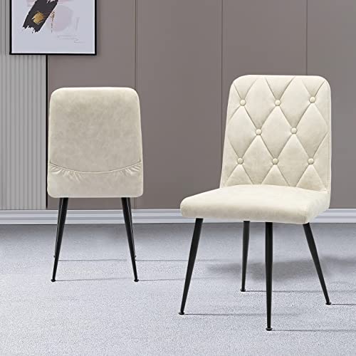 HOMYEDAMIC Button Tufted Dining Chairs Set of 2, Parsons Diner Chair Upholstered Fabric Dining Room Chairs Stylish Kitchen Chairs for Restaurant Home Kitchen