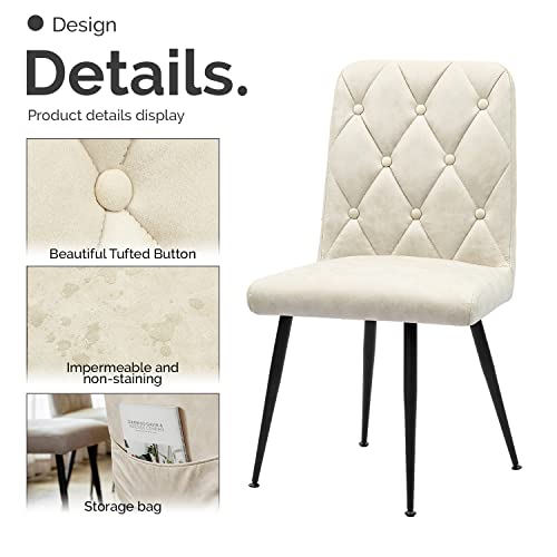 HOMYEDAMIC Button Tufted Dining Chairs Set of 2, Parsons Diner Chair Upholstered Fabric Dining Room Chairs Stylish Kitchen Chairs for Restaurant Home Kitchen