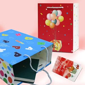 Birthday Gift Bags with Tissue Paper and Greeting Cards, 6pcs Gift Bags Set with Handles, Large 15.7'', Medium13'', Small 9'' Assorted Sizes Happy Birthday Gift Bags for Women Kids Girls Men Boys (birthday)