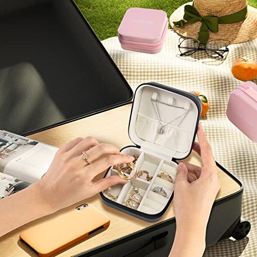 Smileshe Jewelry Box for Women Girls, Small Metal Travel Organizer Case, Mini Portable Gifts Jewellery Storage Boxes for Earrings Rings Bracelets Necklaces