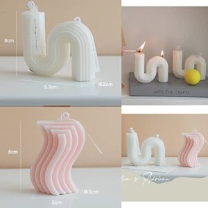 2 Pcs Aesthetic CandlesS Shape，U Shaped Candle Minimalist Geometric Shaped Candles Soy Wax Scented Candle Art Decorative Handmade for Wedding Christmas Birthday Gift