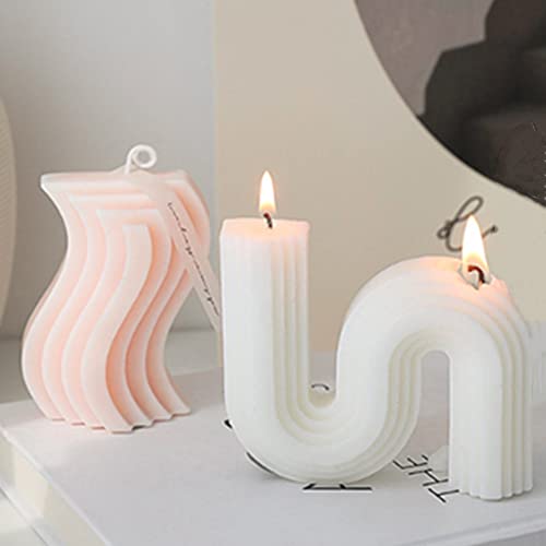 2 Pcs Aesthetic CandlesS Shape，U Shaped Candle Minimalist Geometric Shaped Candles Soy Wax Scented Candle Art Decorative Handmade for Wedding Christmas Birthday Gift