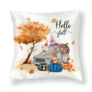 thanksgiving pumpkin gnomes decorative throw pillows 18x18 girl fall modern comfortable satin pillow shams for couch sofa bedroom car living room zippered