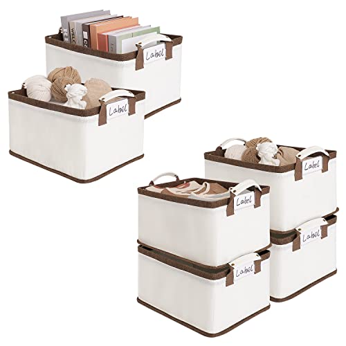 LoforHoney Home Bundle- Storage Bins with Metal Frames Beige Large 2-Pack & 4-Pack