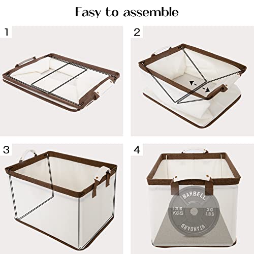 LoforHoney Home Bundle- Storage Bins with Metal Frames Beige Large 2-Pack & 4-Pack